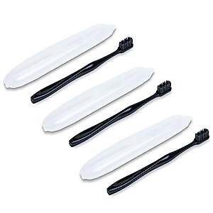 Sol Modern Gentle Manual Toothbrush, Ventilated Travel Case, Soft Bristles, Modern Sleek Design, 3 Count (Black)