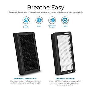 EyeVac Air Official Air Filters - Air Purification Replacement Filters (2-pack) | Dual Filtration - True HEPA H13 & Activated Carbon