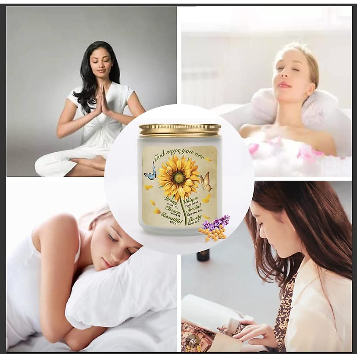 Christian Gifts for Women, Candles Lavender for Home Scented, Inspirational Gifts for Women, Sunflower Gifts for Women, Mom, Friend, Scented Candles -7oz Jar Candle, Over 35 Hours of Burn Time