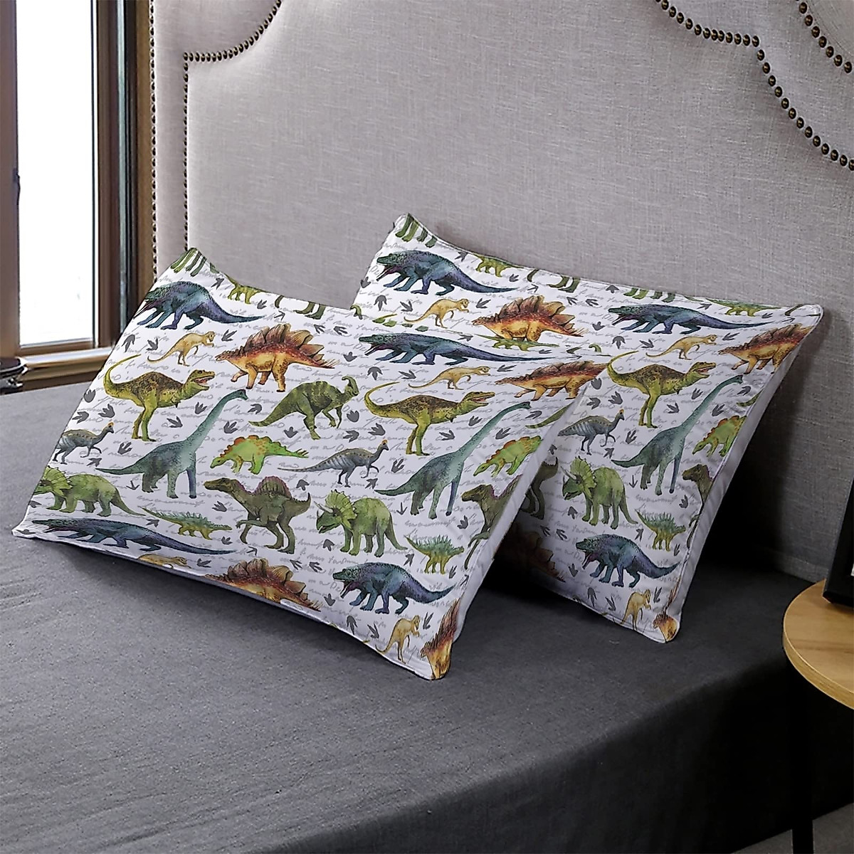 BailiPromise Dinosaur Duvet Set Twin Size,Jurassic Dino 3 Piece Bedding Set,Boys Comforter with Pillow Shames, for All Seasons, Ultra-Soft, Lightweight, Breathable