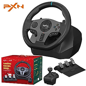PXN V9 Gaming Steering Wheels - 270/900° Xbox Steering Wheel Driving Sim, PC Racing Wheel Dual-Motor Vibrate with Pedals and Joystick, for Xbox One, PS4, PS3, PC,Xbox Series X|S,Switch