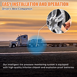 ATMOREA Tire Pressure Monitoring System RV TPMS with 6 Sensors 7 Alert Modes & Real Time Display Pressure&Tempereture Auto Sleep Mode