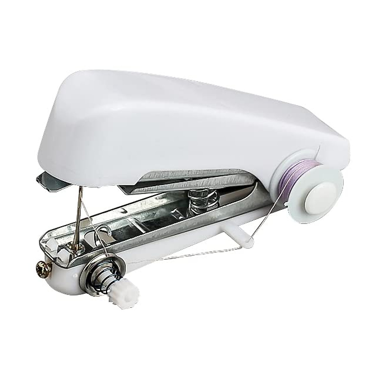 Handheld Sewing Machine, Hand Held Sewing Device Tool Mini Single Stitch Portable Cordless Sewing Machine, Essentials for Home Travel Use Repairing and Handicrafts (White)