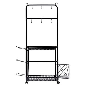 KenSyuInt 3-Layer Ball Storage Rack,Garage Ball Storage,Garage Storage System,Sports Equipment Storage Rack,for Indoor and Outdoor Equipment Placement(Black)
