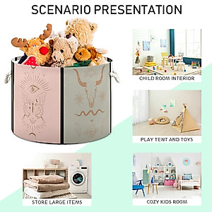 ALAZA Boho Bohemian Moon Snake Evil Eye Storage Basket Gift Baskets Large Collapsible Laundry Hamper with Handle, 20x20x14 in