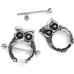 Nipple Ring Bars Owl Body Jewelry Shield 14 Gauge 1'' BAR Body Accentz®