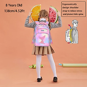 Kids Backpack for Girls Preschool Elementary Kindergarten Mermaid School Bag 15.6″ Multifunctional Cute Large Capacity