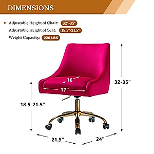Carina Velvet Fabric Task Chair for Home Office with Soft Seat Swivel Wheels Adjustable Mid-Back Computer Desk Chair- Green