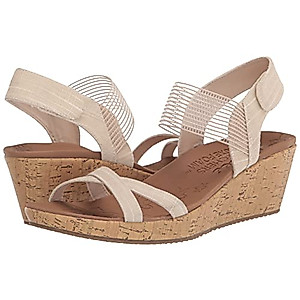 Skechers Women's Cork Wedge Sandal, Natural, 6
