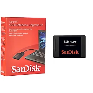 SanDisk SSD Notebook Upgrade Kit - SDSSD-UPG-G25 Black & SSD PLUS 240GB Internal SSD - SATA III 6 Gb/s, 2.5"/7mm, Up to 530 MB/s - SDSSDA-240G-G26