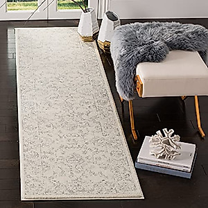 SAFAVIEH Carnegie Collection Area Rug - 9' x 12', Cream & Light Grey, Vintage Distressed Design, Non-Shedding & Easy Care, Ideal for High Traffic Areas in Living Room, Bedroom (CNG621C)
