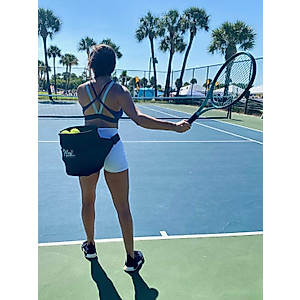 Plai Portable Tennis Ball Hopper Basket - Great for Tennis Training & Fast Feeder for Tennis Balls, Pickleball, Table Tennis or Baseball Balls, Fits Around Any Waist - Holds 50+ Tennis Balls