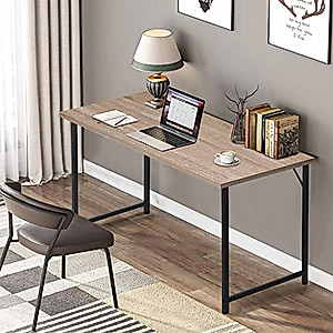 47 inch Computer Desk Home Office Desk Writing Study Table Modern Simple Style PC Desk with Metal Frame Gaming Desk Workstation for Small Space，Nature