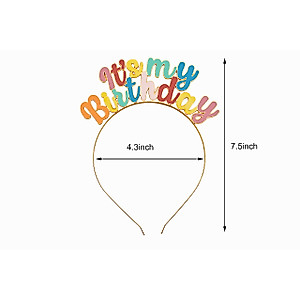 DOINIDAMI Birthday Crown for Girl, Multicolour Colorful Headbands for Women,Gold Double Tiara Princess Queen Party Gifts Decorations Supplies,16,18,21,30,40,50 or Any Other Birthday Party