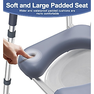 HOMLAND Toilet Seat Risers for Seniors, FSA/HSA Eligible Raised Toilet Seat with Handles & Padded Seat, Adjustable Height & Width, 400lb Handicap Elevated Toilet Seat for Elderly, Fit Any Toilet