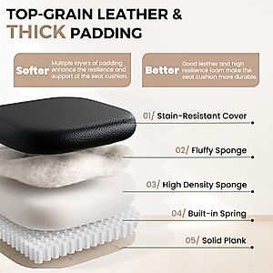 BESTFAIR Home Office Desk Chair 500Lb, Comfy Ergonomic Office Chair with Footrest, PU Leather Office Desk Chairs for Heavy People, High Back Executive Office Chair with Lumbar Support, Black