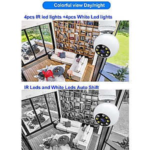 EVERSECU 2MP 1080P Wireless Lightbulb Powered PTZ Security Camera with E27 Bulb Connector, Motion Auto Tracking, Two Way Audio, Night Vision, 2.4ghz WiFi IP PTZ CCTV Camera