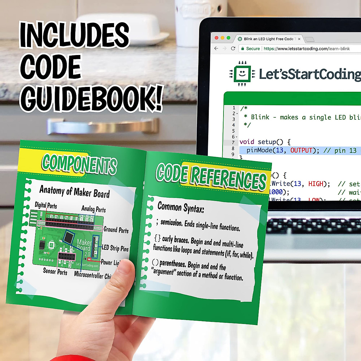 Base Kit Computer Coding Game for Kids 8-12+ and Teens to Learn Code & Electronics. Great STEM Gift for Boys & Girls for Real C++ Coding with Over 60 Projects Included.