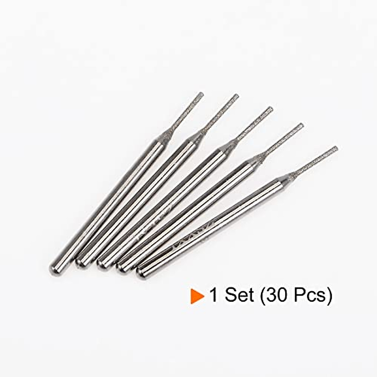 HARFINGTON 30pcs Diamond Grinding Burrs Carving Bits 1mm Cylindrical Head Mounted Point 1/8 Shank for Rotary Tool