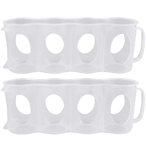 OSALADI 2pcs Refrigerator Organizer Bins 4 Section Pop Soda Can Dispenser Beverage Holder for Kitchen Fridge Freezer Countertops Cabinets