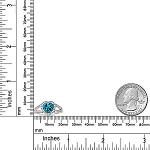 Gem Stone King 925 Sterling Silver London Blue Topaz and White Moissanite Ring For Women (2.86 Cttw, Gemstone November Birthstone, Heart Shape 8MM, Available In Size 5,6,7,8,9)