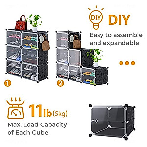 NiHome 24-Pair Shoe Storage Cabinet with Doors - Stackable and Expandable Closet Organizer for Entryway, Bedroom, Garage, Hallway and Office