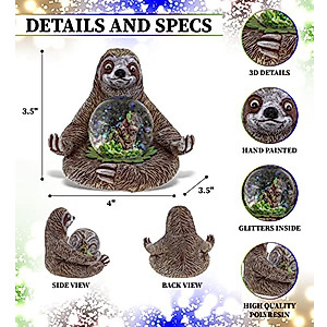 CoTa Global Sloth Snow Globe Decor - Beautiful Pink Sparkle Snow Sloth Figure Decor, Unique Snow Globes for Kids and Adults, Collectible Glitter Globes Ornament for Home, Birthday, Christmas - 45mm