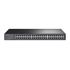 TP-Link 48-Port Fast Ethernet Unmanaged Switch | Plug and Play | Rackmount | Metal | Fanless | Limited Lifetime (TL-SF1048) (Renewed)