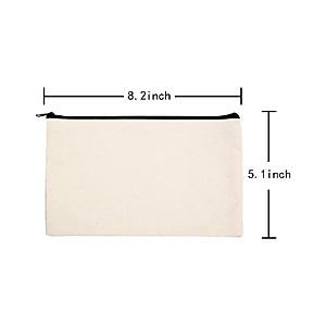 CrazyCharlie 10 Pieces Multipurpose Canvas Craft Bag Natural Color Blank DIY Cosmetic Bag with Zipper(8.2 x 5.1 inch)