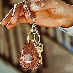 4 Pack Airtag Holder Leather Case Air Tag Cover Keychain GPS Tracker Remote Finder Key Travel Backpack Pet Locator, Black,Red,White,Brown