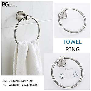 BGL 4-Piece Bathroom Accessory Set Brushed Nickel Bathroom Hardware Set 24 Inches Adjustable Towel Bar Towel Ring Paper Holder Robe Hook