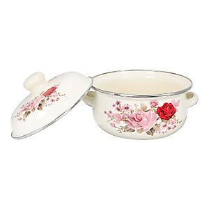 YARDWE Cake Pan Ceramic Soup Pot Vintage Stock Pot Soup Pot Enamel Stock Pot Stew Bowl: Vintage Soup Pot Stew Pan Enamel Cookware For Home Kitchen Stock Pot Enamel Pots Cooking Pot