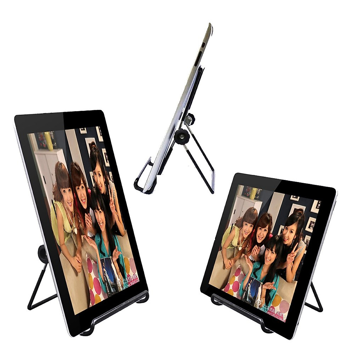 Tablet Stand, Portable Foldable Tablets Multi-Angle Non-Slip Adjustable Metal Holder Cradle Fit for 9-12.9 inch Tablet PC, Pad (2 Pack)