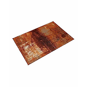 Burnt Orange Outdoor Rug for Patio/Deck/Porch, Modern Geometric Non-Slip Large Area Rug 5 x 8 Ft, Abstract Art Oil Painted Indoor Outdoor Rugs Washable Area Rugs, Reversible Camping Rug Carpet Runner