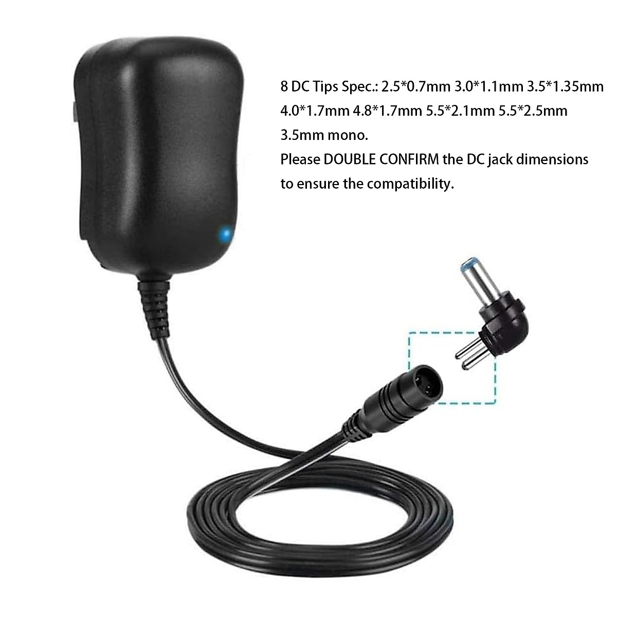 Belker 12W Universal 3V 4.5V 5V 6V 7.5V 9V 12V AC DC Adapter Power Supply for Household Electronics - Max. 1000mA