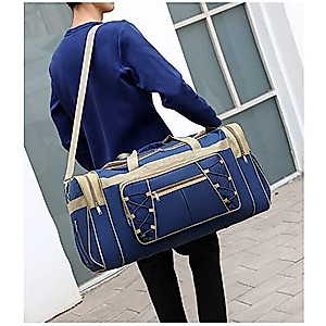Travel Duffle Bags for Men Weekender Over Night Carry On Bag Lightweight Extra Large Oxford Duffel Gym Sturdy Luggage Water-proof for Men & Women 26" (Blue Gold)
