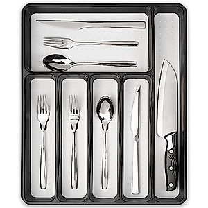 Conflech Black Plastic 6 slots silverware organizer