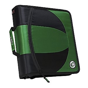 Case-it The Dual 2-in-1 Zipper Binder - Two 1.5 Inch D-Rings - Includes Pencil Pouch - Multiple Pockets - 600 Sheet Capacity - Comes with Shoulder Strap -Dual-101, Kelly Green