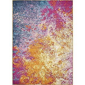 Nourison Passion Sunburst 5'3" x 7'3" Area-Rug, Modern, Abstract, Easy-Cleaning, Non Shedding, Bed Room, Living Room, Dining Room, Kitchen, (5' x 7')