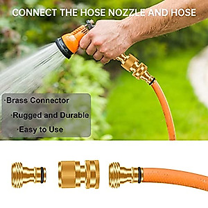 FRQNTKPA Garden Hose Quick Connector, No-Leak 3/4 Inch GHT Thread Fitting Water Hose Female Adapter and Male Adapter, Heavy-Duty Rust Resistant Brass Water Pipe Connect, Easy to Use (6 Pack