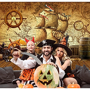 Pirate Backdrop Nautical Treasure Hunt Map Pirate Themed Photography Background Adventure Places Kids Boys Birthday Party Decorations Banner Photo Studio Booth Props 10x8ft