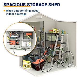 UDPATIO Outdoor Storage Shed 6x4.5 FT, Resin Outside Sheds & Outdoor Storage Plastic for Trash Can, Bike, Lawnmower, Generator, Tool Shed with Lockable Door for Backyard, Lawn, Patio, Sandstone