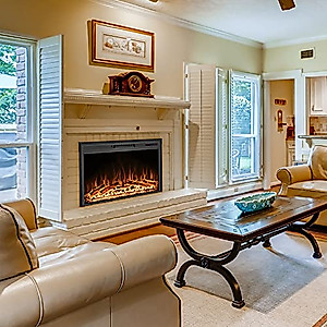 Rodalflame Electric Fireplace Inserts with Touch Screen & Remote Control, Timer, 750/1500w, Black, 32 9/10 Inches Wide, 24 9/10 Inches High