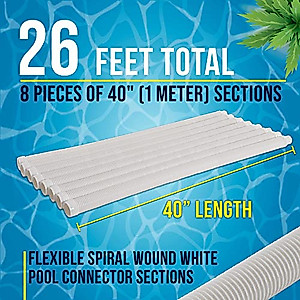 U.S. Pool Supply Professional 8 Piece Swimming Pool Vacuum Cleaner Hose Set - 40" Flexible Spiral Wound Connector Sections with 1.5" Male & Female Cuff Ends - Fits Most Brands of Automatic Cleaners