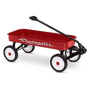 Roadmaster Kids and Toddler Classic 34-Inch Steel Pull Wagon, 8-inch Wheels, Red/Black
