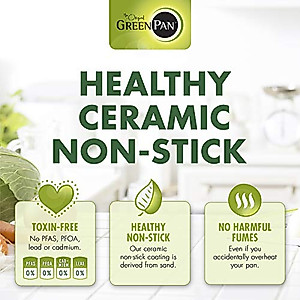 GreenPan CW001695-001 Torino 100% ToxinFree Healthy Ceramic Nonstick Metal Utensil/Induction/Dishwasher/OvenSafe Wok - 28cm/3.6L - Black