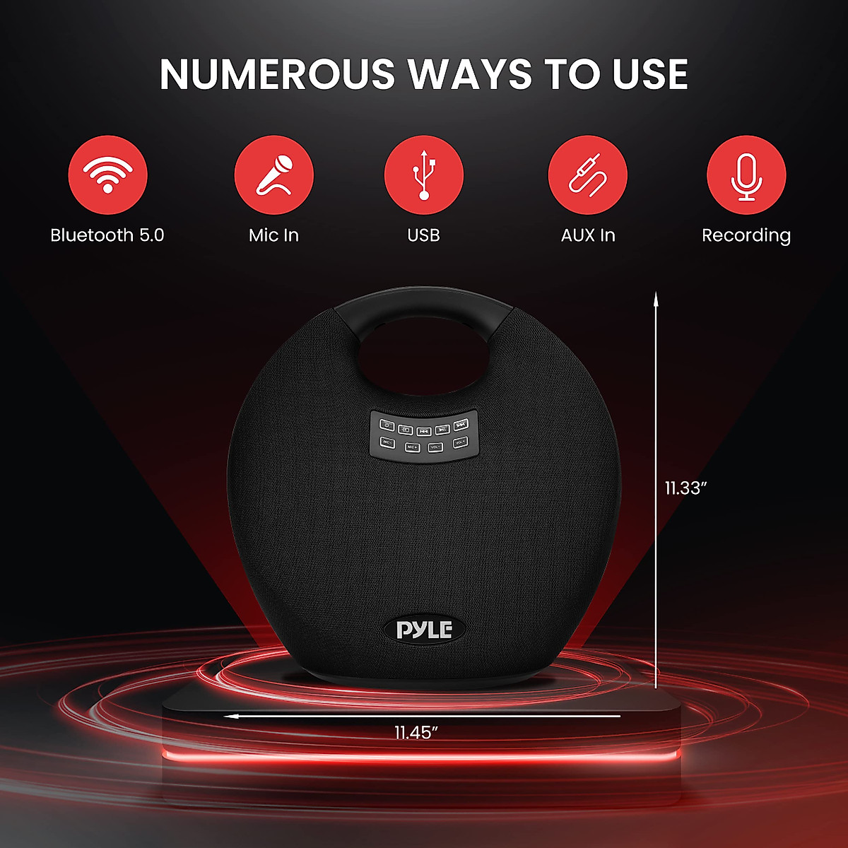 Pyle Wireless Portable Bluetooth Speaker, with Built in Rechargeable Battery, Wireless Microphone, Clear Surround Sound, Mini IPX4 Waterproof Speaker for Indoor and Outdoor Activities.
