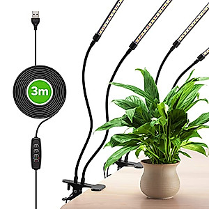 GROWSTAR Plant Lights for Indoor Growing, Full Spectrum 4 Heads Clip Grow Lamps with 10 Feet Cables for Seeding Blooming and Fruiting(2 Pack)