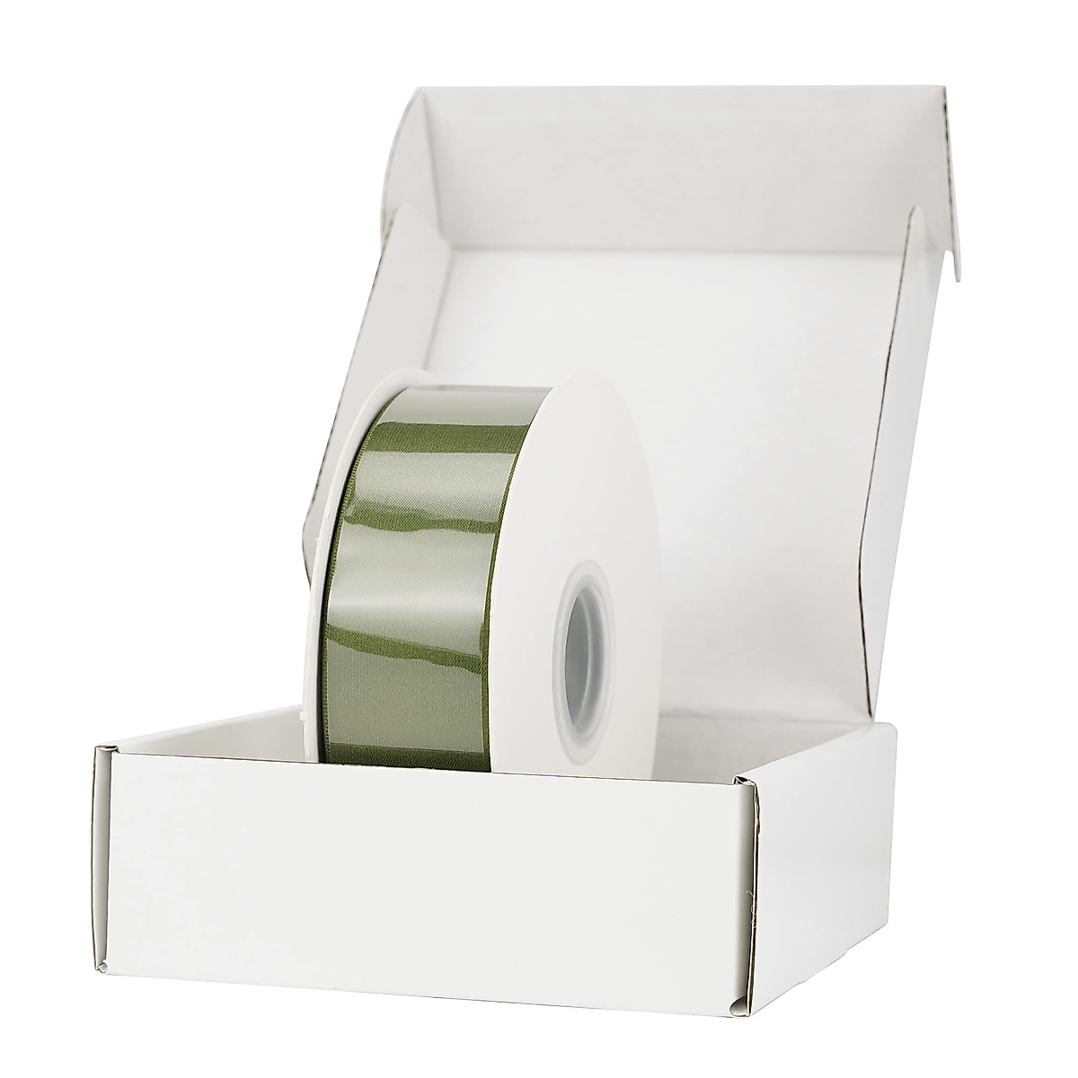 HUIHUANG 1-1/2 inch Double Face Satin Ribbon, Polyester Moss Green Ribbon 50 Yards Per Roll for Gift Wrapping Bows Making Floral Bouquet Wedding Invitations Decor Party Favor and Craft Supplies