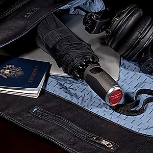 LifeTek Windproof Travel Umbrella - Compact, Automatic, Wind Resistant, Strong and Portable - Small Folding Backpack Umbrella for Rain perfect for Car, Purse, Women and Men - FX1 45 inch Black